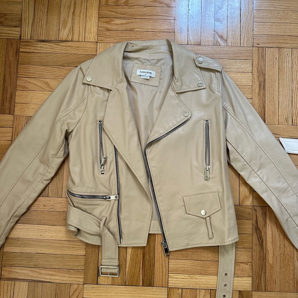 Noize Beige Leather Vegan Jacket - Gem